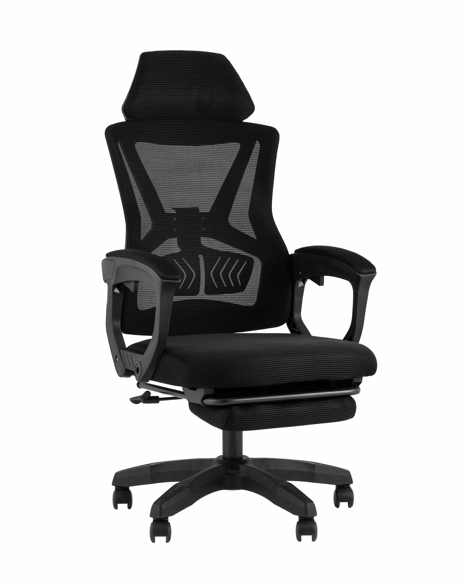 Кресло офисное TopChairs Vecto STOOL GROUP черный, ткань и пластик, мягкое сиденье, с подлокотниками