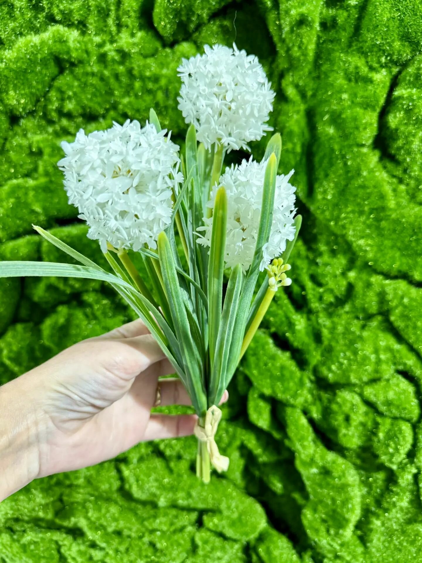 Искусственные цветы весенний букет для декора Аллиум лук из силикона белый 30 см