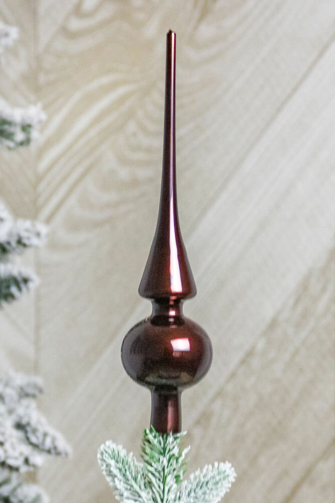 Ёлочная верхушка роял классик, стекло, глянцевая, каштановая, 26 см, Kaemingk 115339