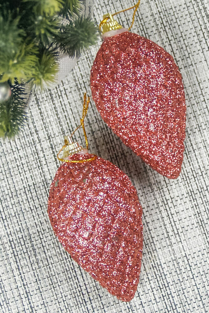 Набор ёлочных украшений шишки-ореккини, пластик, розовый, 9 см, 2 шт, Koopman International CAA667640-2