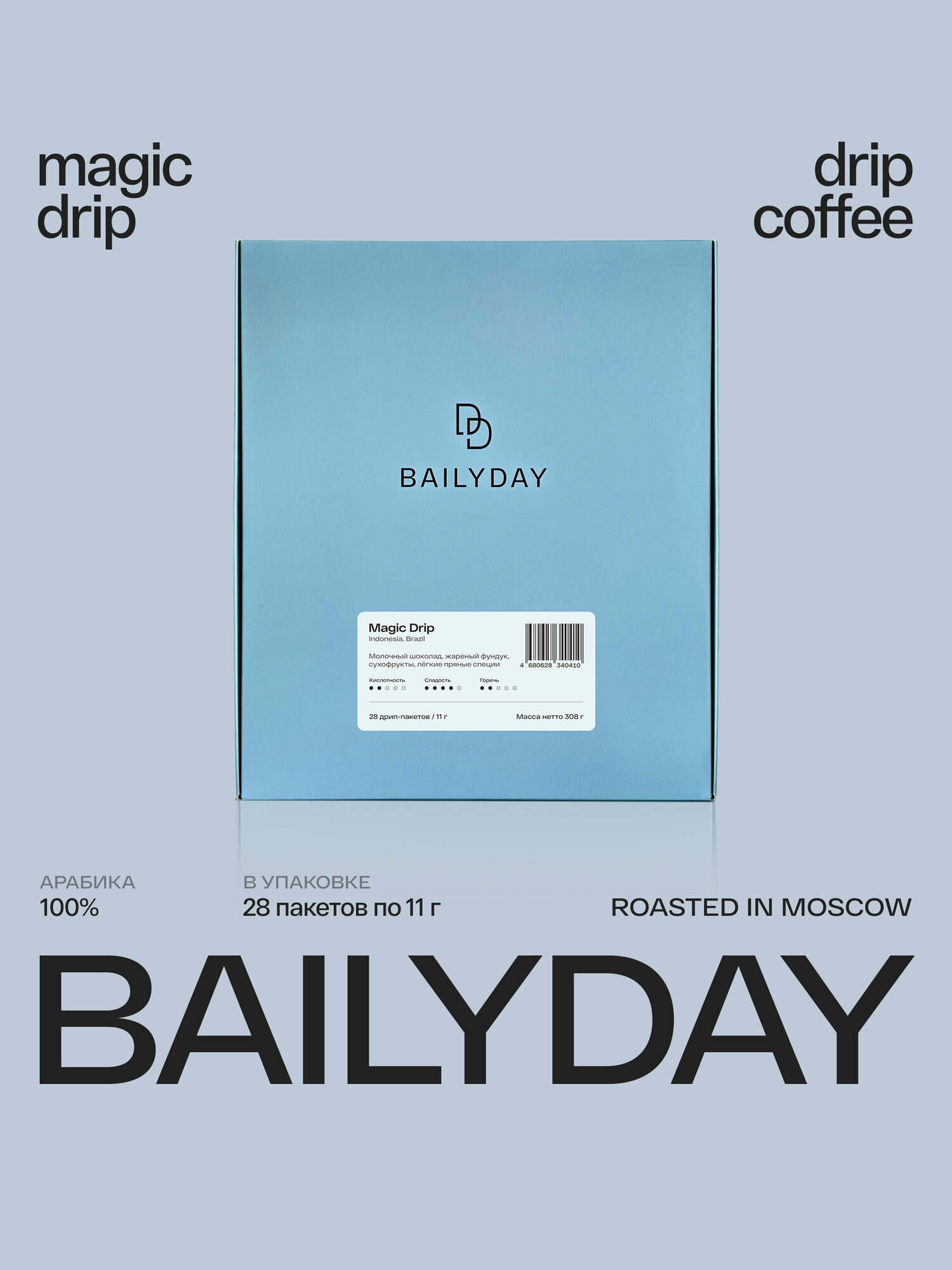 Дрип кофе Bailyday Magic (бленд Индонезия и Бразилия) молотый кофе в дрип-пакетах 28 шт. по 11 г