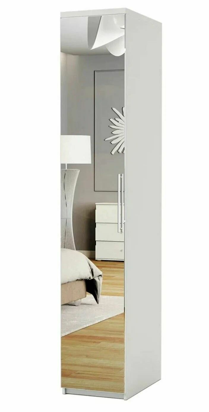 Шкаф для одежды Комфорт МШ-11 узкий 30х60х220 с зеркалом белый