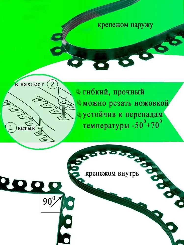 Бордюр садовый пластиковый Манго, высота 55 мм, длина 10м, ширина 4.2 см, толщина 3 мм, оливковый — фото 1
