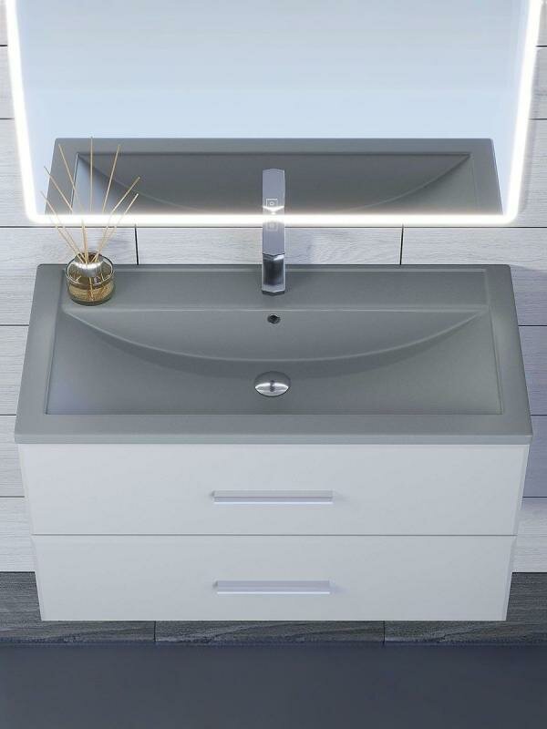 Uperwood Раковина для ванной кварцевая Uperwood Foster Quartz 90х45,5х17,5 см, серая матовая, бетон 291030041