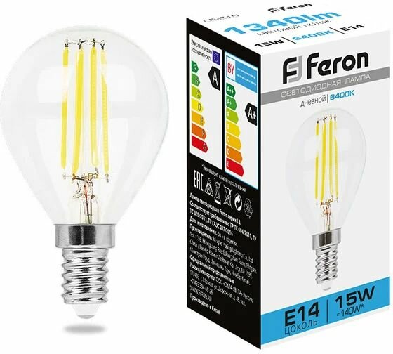 Светодиодная лампа FERON lb-515 шарик e14 15w 6400k