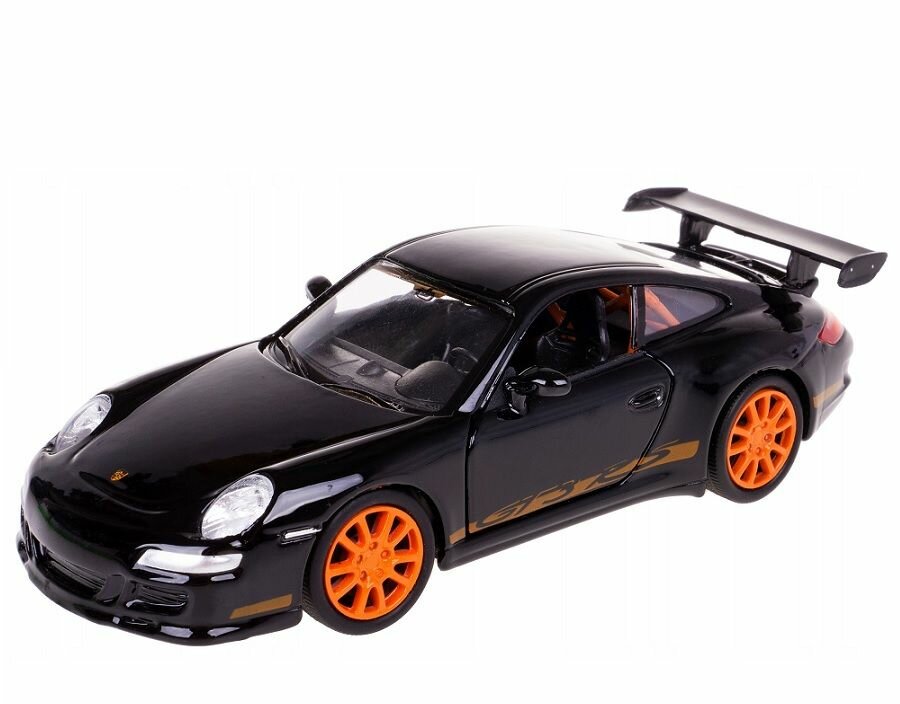 Машинка Welly Porsche 911 GT3 RS. масштаб 1:38, пружинный механизм, черный цвет