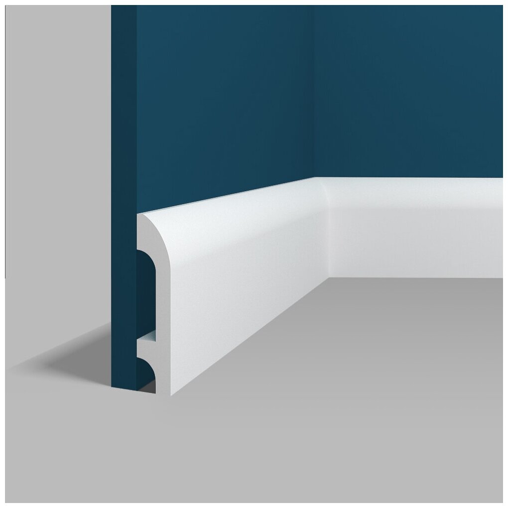 Плинтус напольный 21х100 мм ударопрочный белый широкий полистирол под покраску полистирол Perfect Plus P41-2 метра