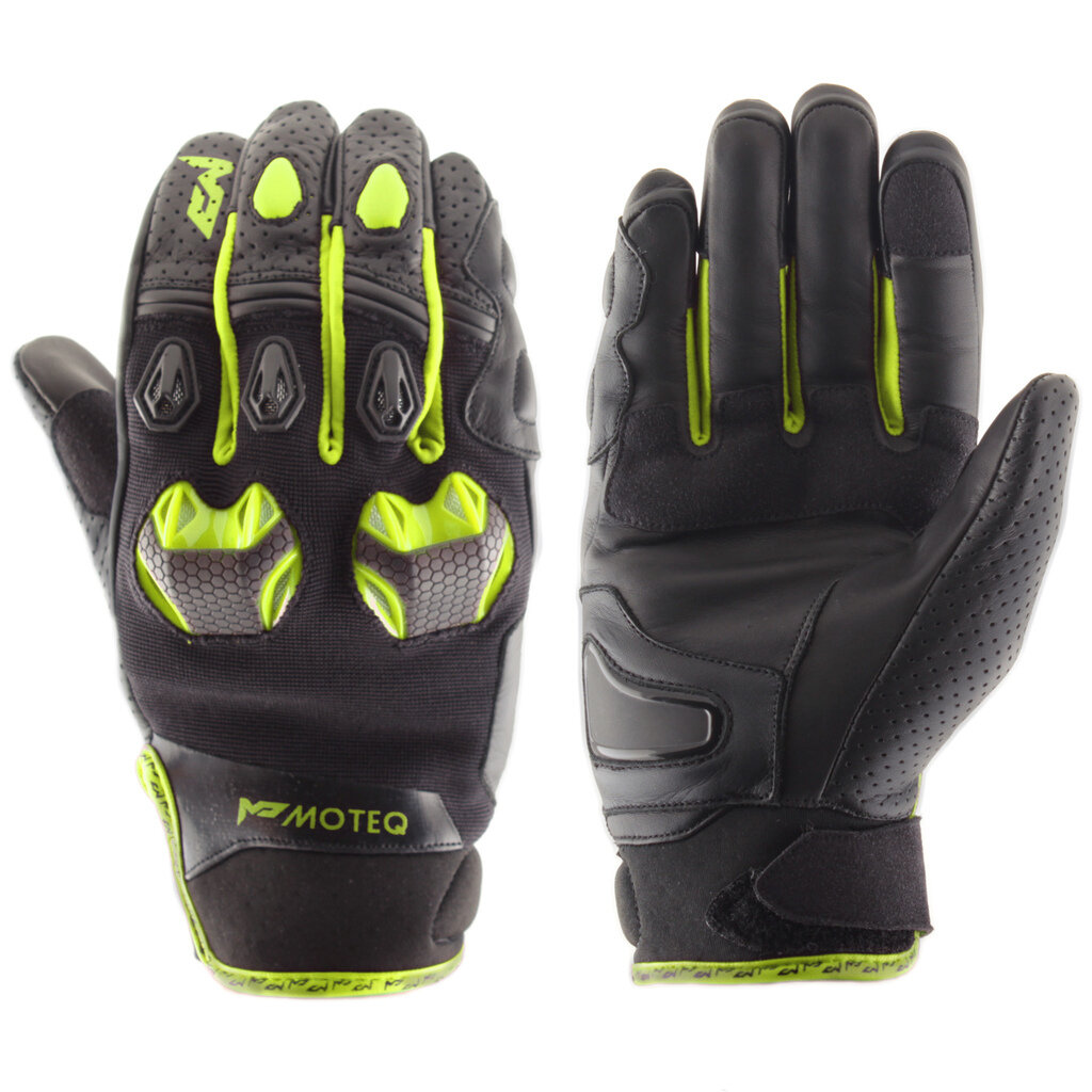 Перчатки мотоциклетные MOTEQ Stinger 4 клапана вентиляции, мужские, черный/желтый, размер XS