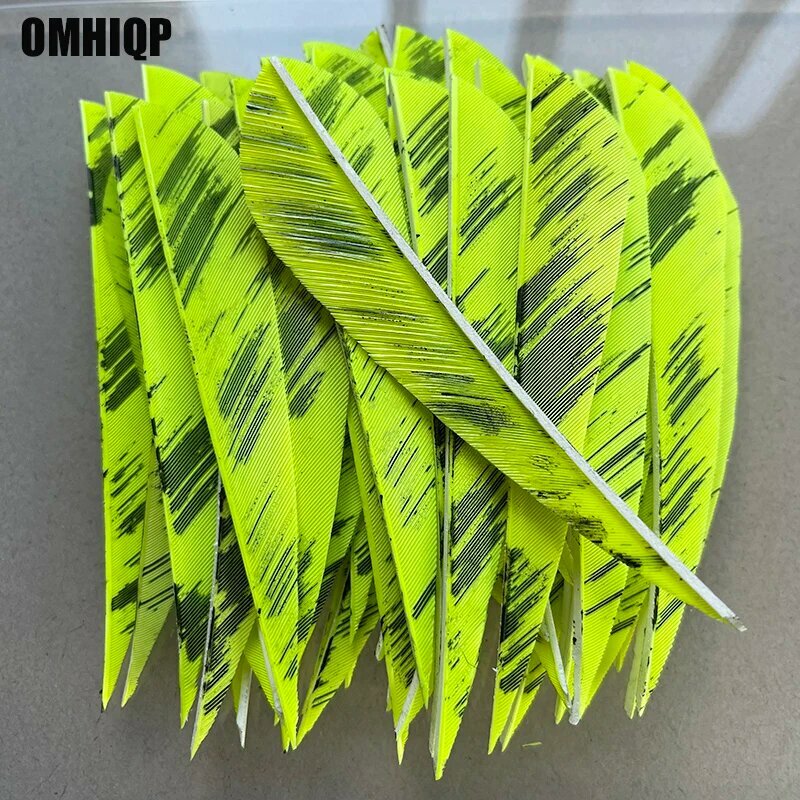 Перья для лука OMHIQP, 4 дюйма, зеленые, флуоресцентно-желтые