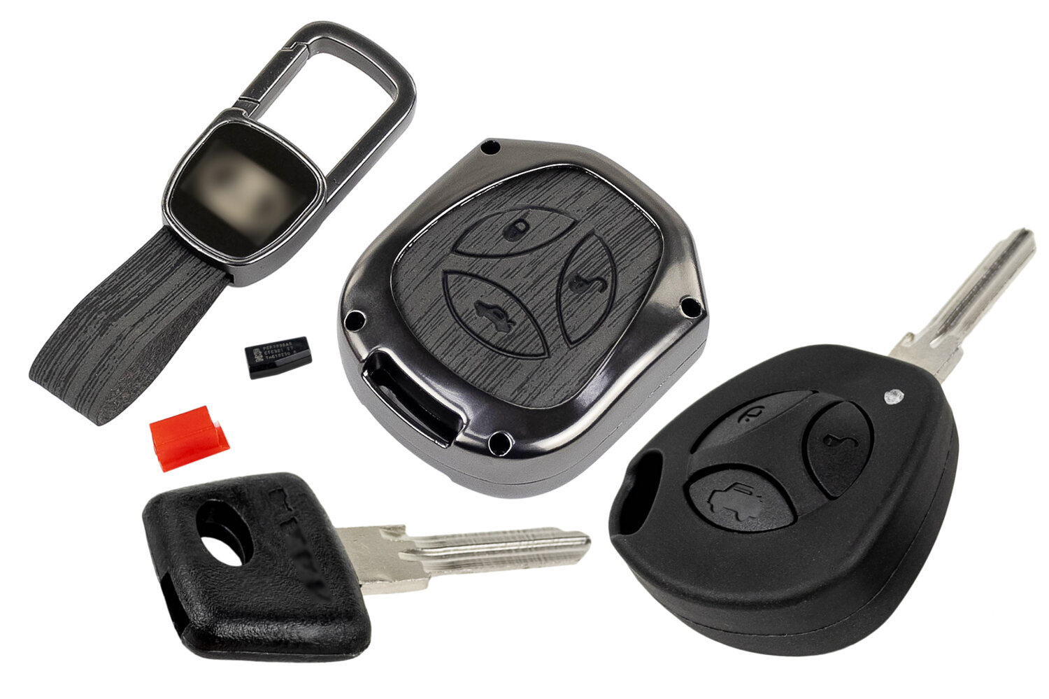 Ключ замка ажигания Норма, обучающий ключ с чипом и алюминиевый чехол (текстура черного дерева) для Лада Приора, Калина, Калина 2, Гранта, Гранта FL до 2019 г. в. и с 2023 г. в, Датсун