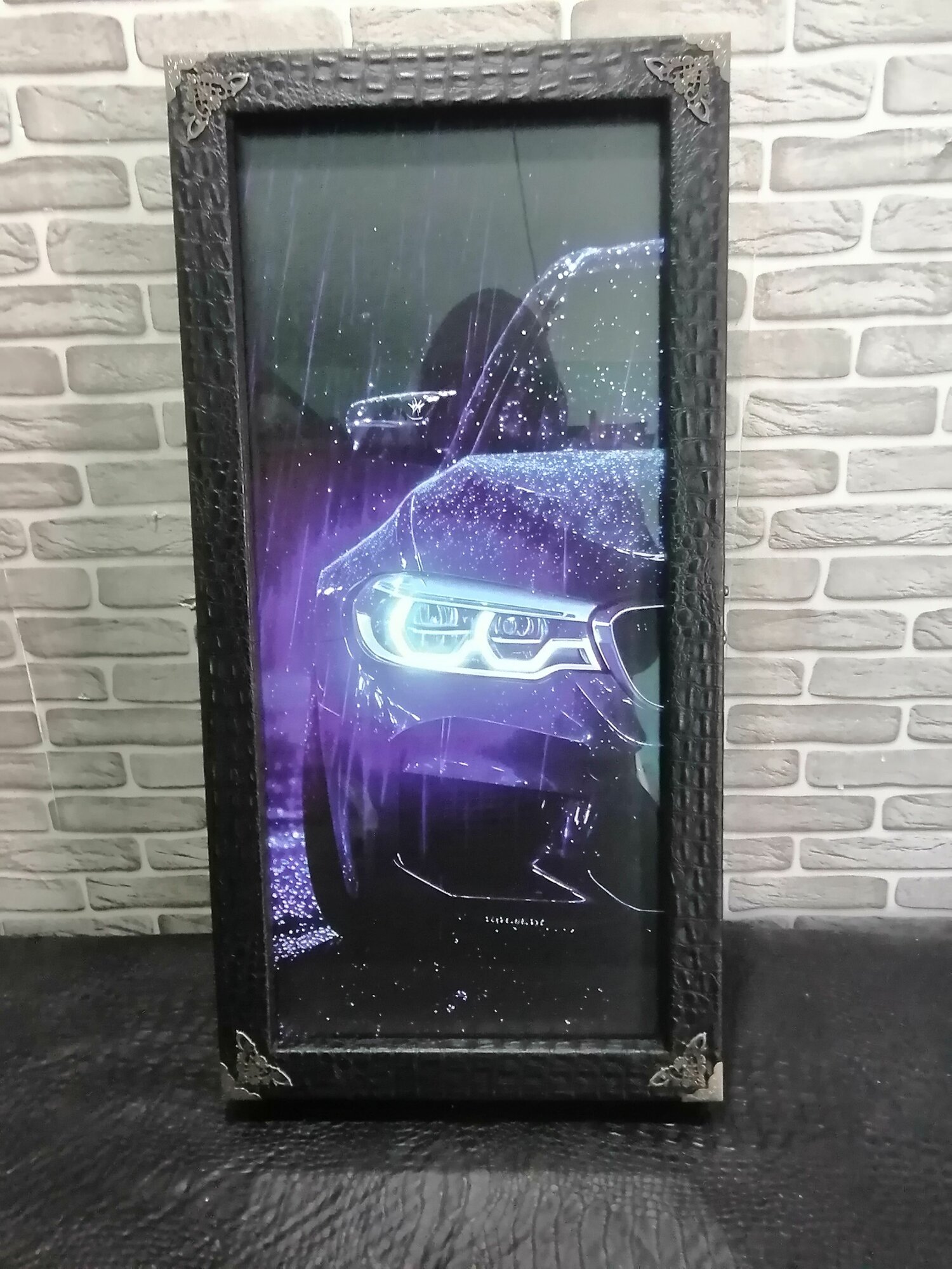 Нарды большие деревянные "БМВ", игровое поле под каленым стеклом, из натурального дерева, обтянуты экокожей премиум класса, фишки и игральные кости в комплекте