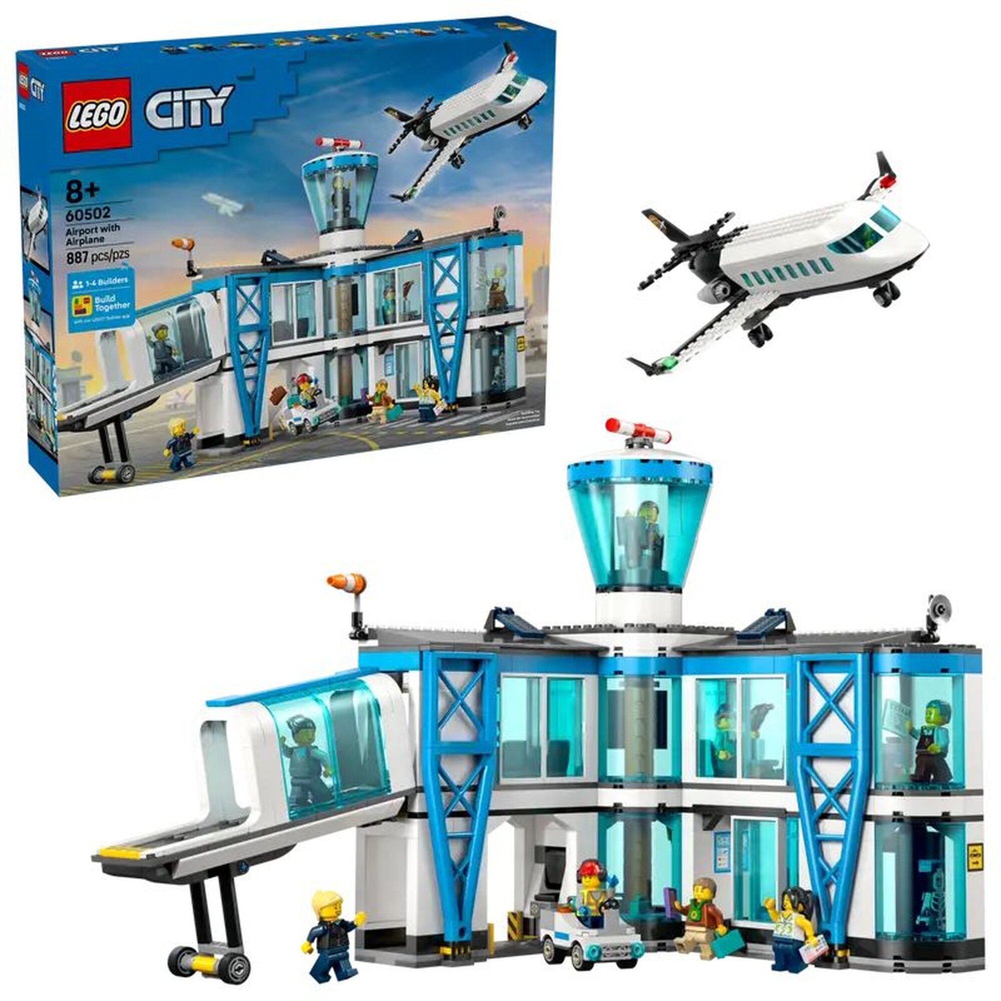 Конструктор LEGO CITY - Аэропорт с самолётом, 887 деталей - Лего Сити 60502