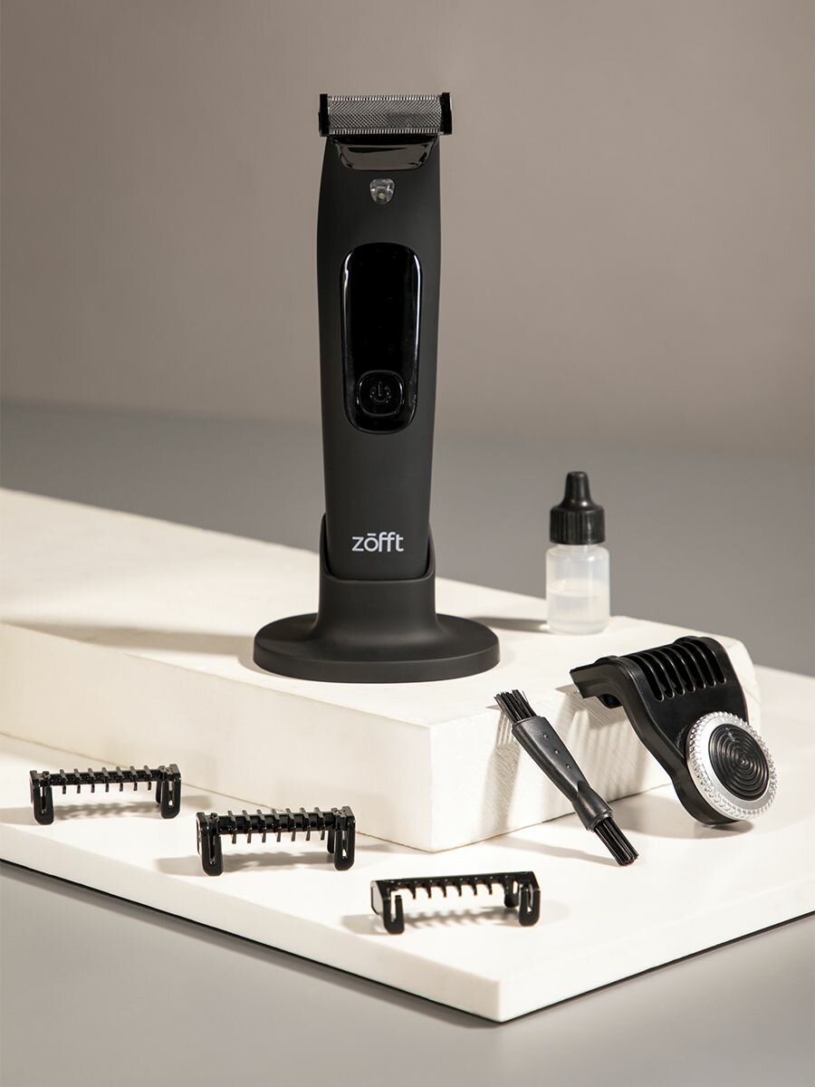 Триммер электрический Zofft Trim Tech (T200) для бороды и усов мужской, беспроводная машинка для стрижки волос профессиональная, аккумуляторный триммер с насадками для точного контура и бритья