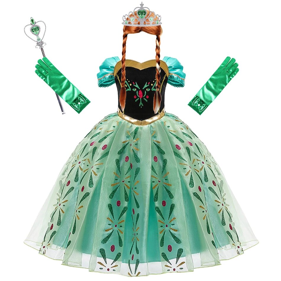 Платье принцессы Анны, изумрудное, размер 10, Dress W01 S02