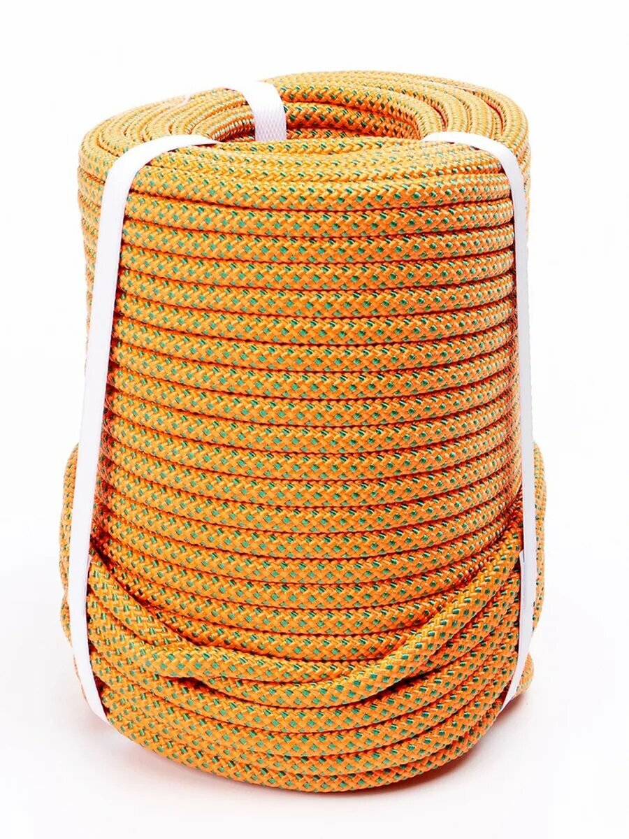 Страховочная веревка альпинистская 8 мм, 50 м, зелено-оранже