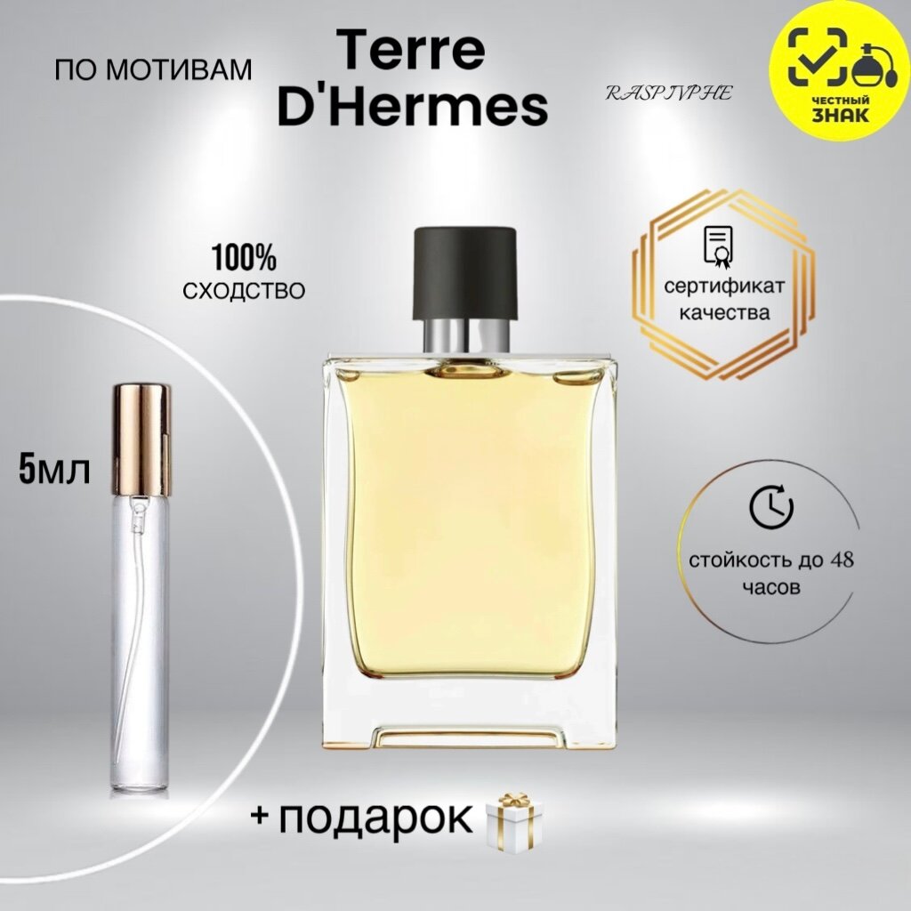 Туалетная вода по мотивам Terre D'Hermes, для мужчин, 5 мл, Древесные, Пряные