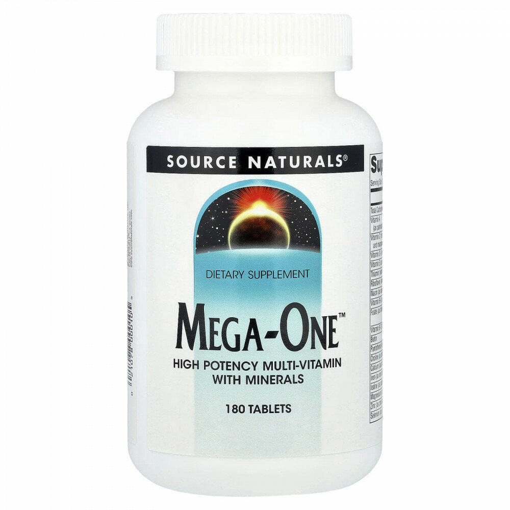 Source Naturals, Mega-One ™, высокоэффективный мультивитаминный комплекс с минералами, 180 таблеток