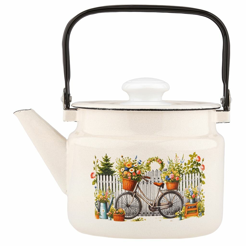Чайник Лысьвенские эмали "Романтика" эмалированный, 2 л, металлическая крышка (С-2710П2/4ЖмРч)