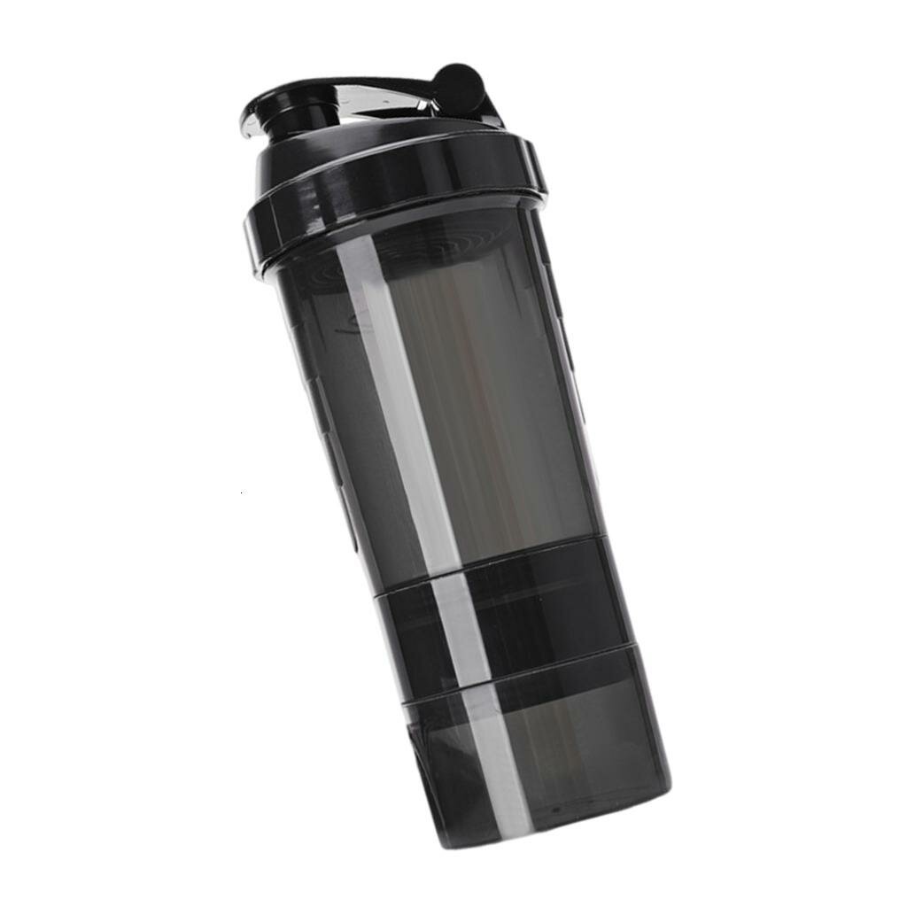 Трёхслойная спортивная бутылка для протеиновых коктейлей, Черный