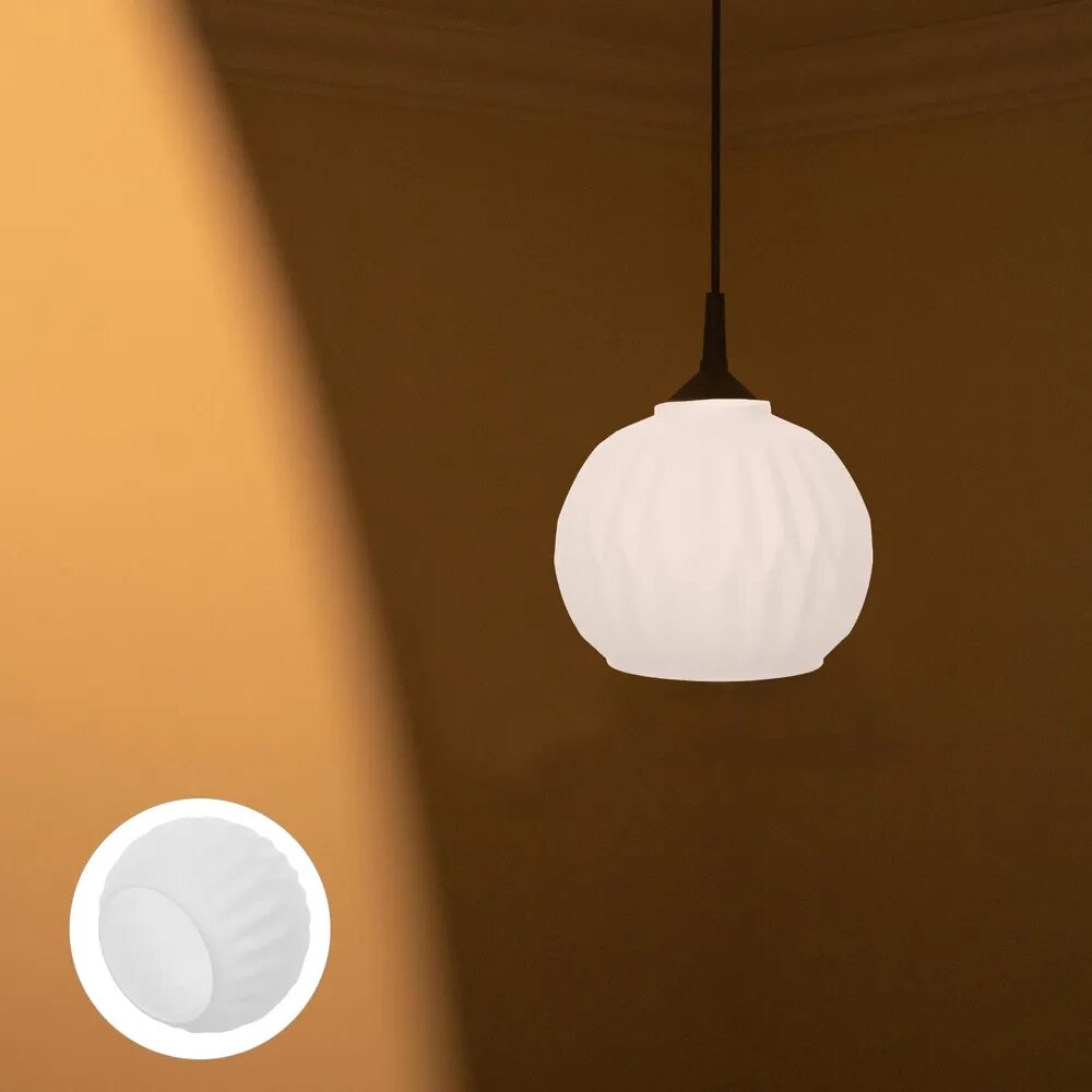 Плафон Из Стекла, Белый, Круглый, Для Настольных Ламп, 150Мм, 1 Шт