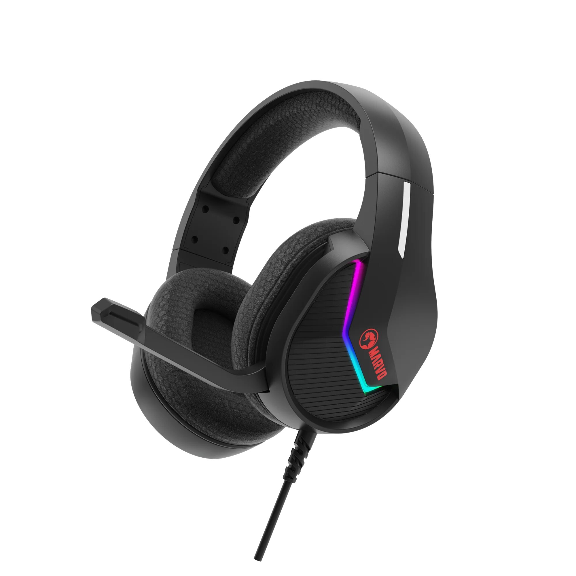 Наушники игровые MARVO Tactic 40, проводные, с микрофоном, с подсветкой, черный (H8618 BK)