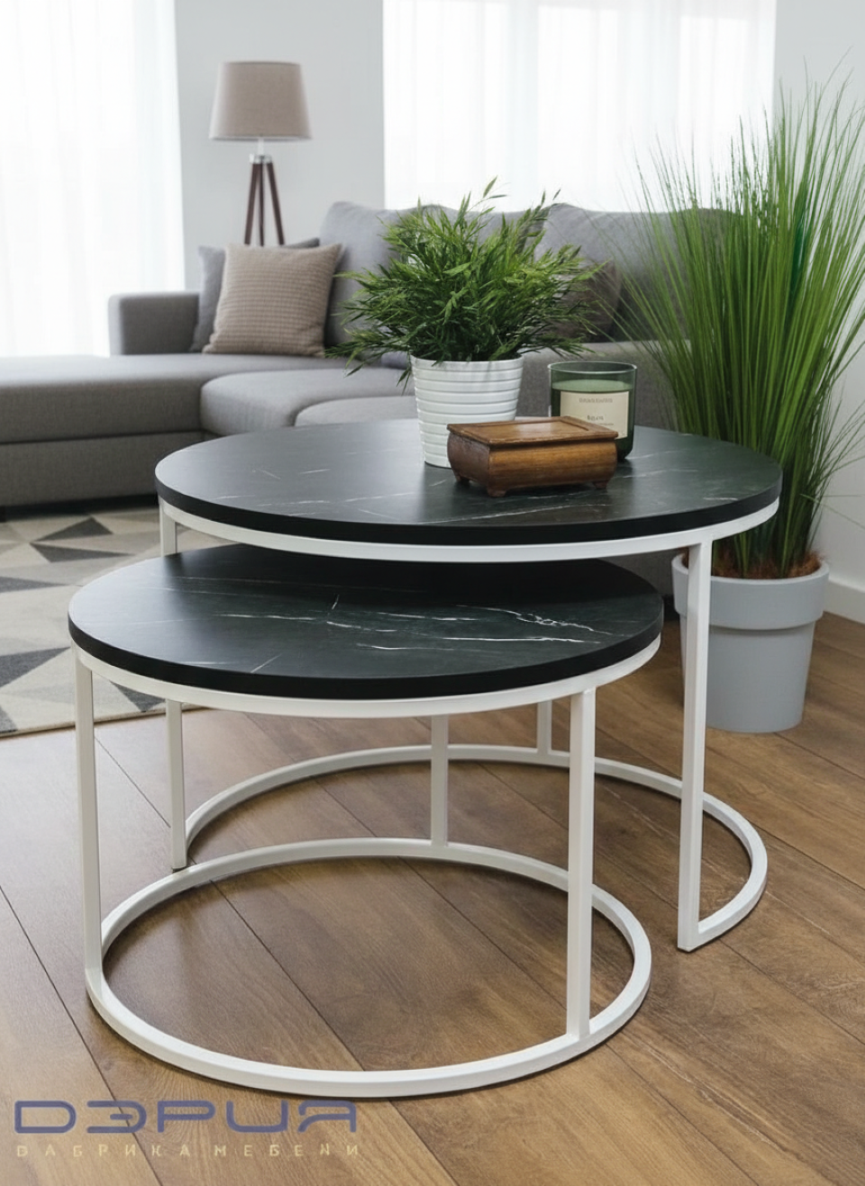 Столы журнальные круглые с железной ножкой в прихожую, гостиную, спальню, стильный, интерьерный, современный