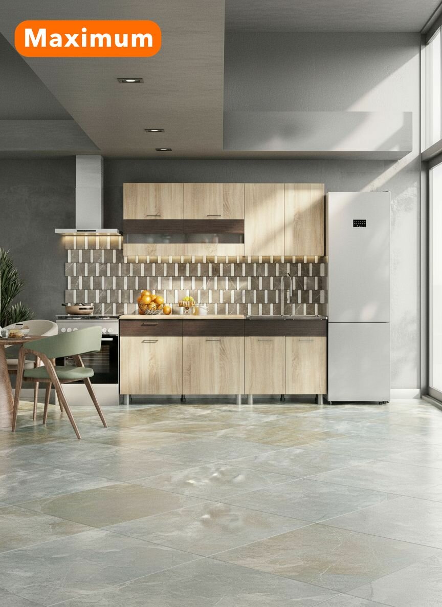 Кухня "Эгей 2.0 м, Дуб венге, Дуб сонома"