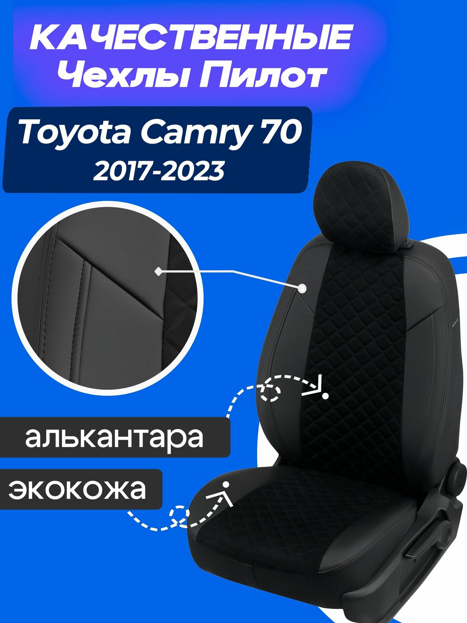 Чехлы на камри 70, Чехлы алькантара + экокожа toyota camry 70 2017 2018 2019 2020 2021 2022 2023 года