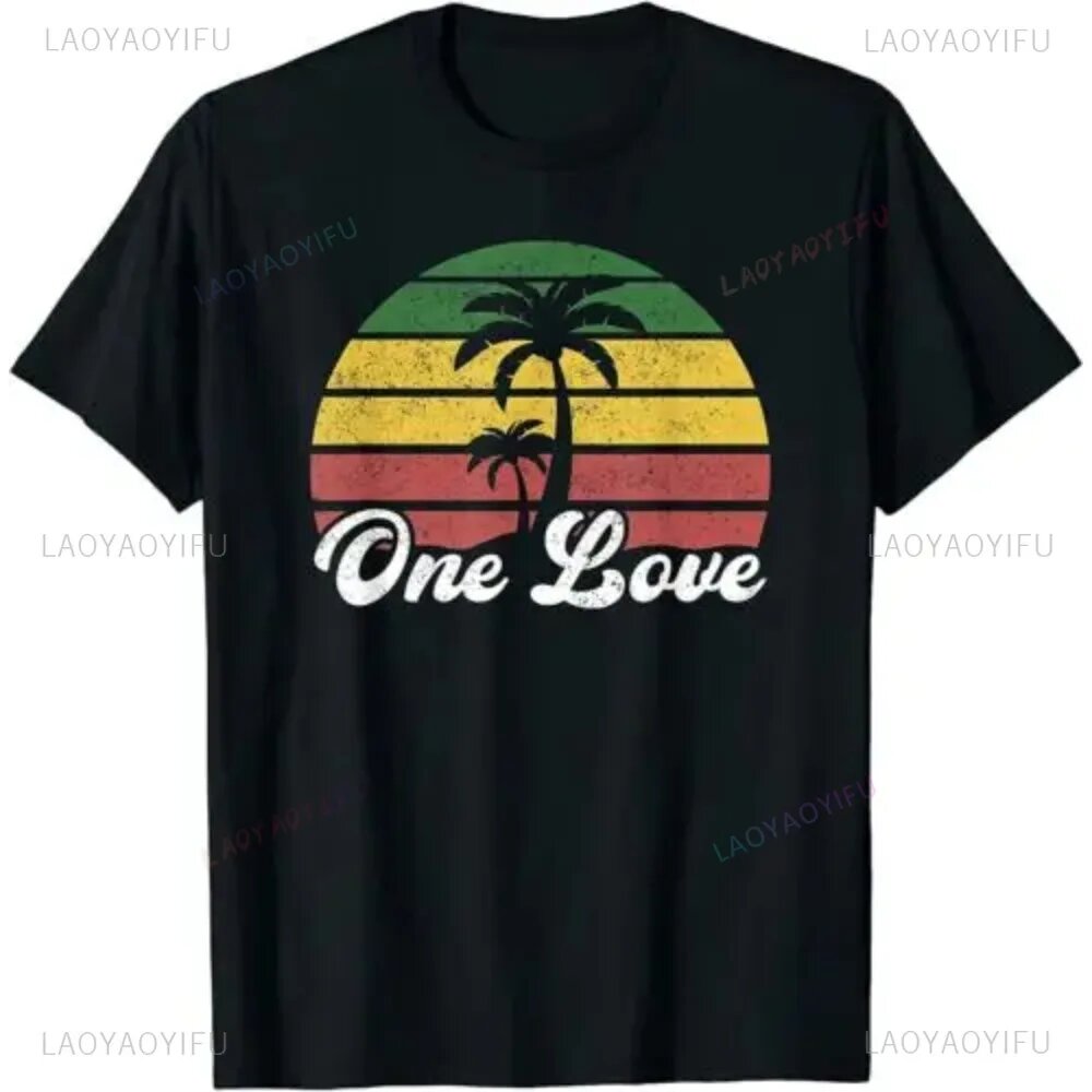Футболка Jamaica One Love Reggae Music Man, уличная одежда, повседневная модная свободная женская футболка в стиле хип-хоп, дышащие удобные футболки с короткими рукавами