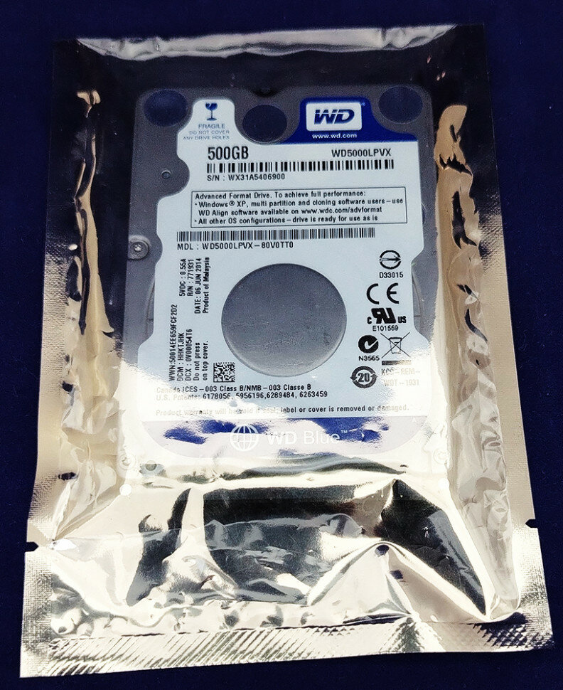 Жесткий диск Western Digital WD5000LPVX 500 Гб