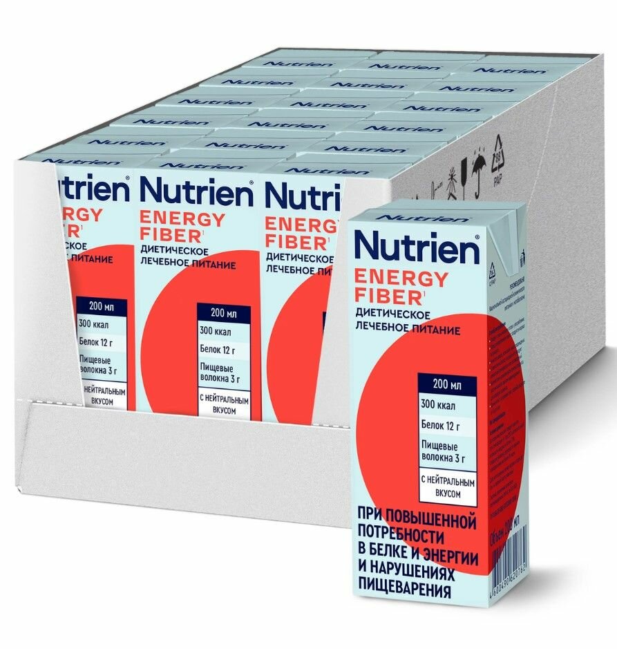 Nutrien Energy Fiber / Нутриен Энерджи Файбер, 200 мл х 18шт с нейтральным вкусом готовое питание с 1 года