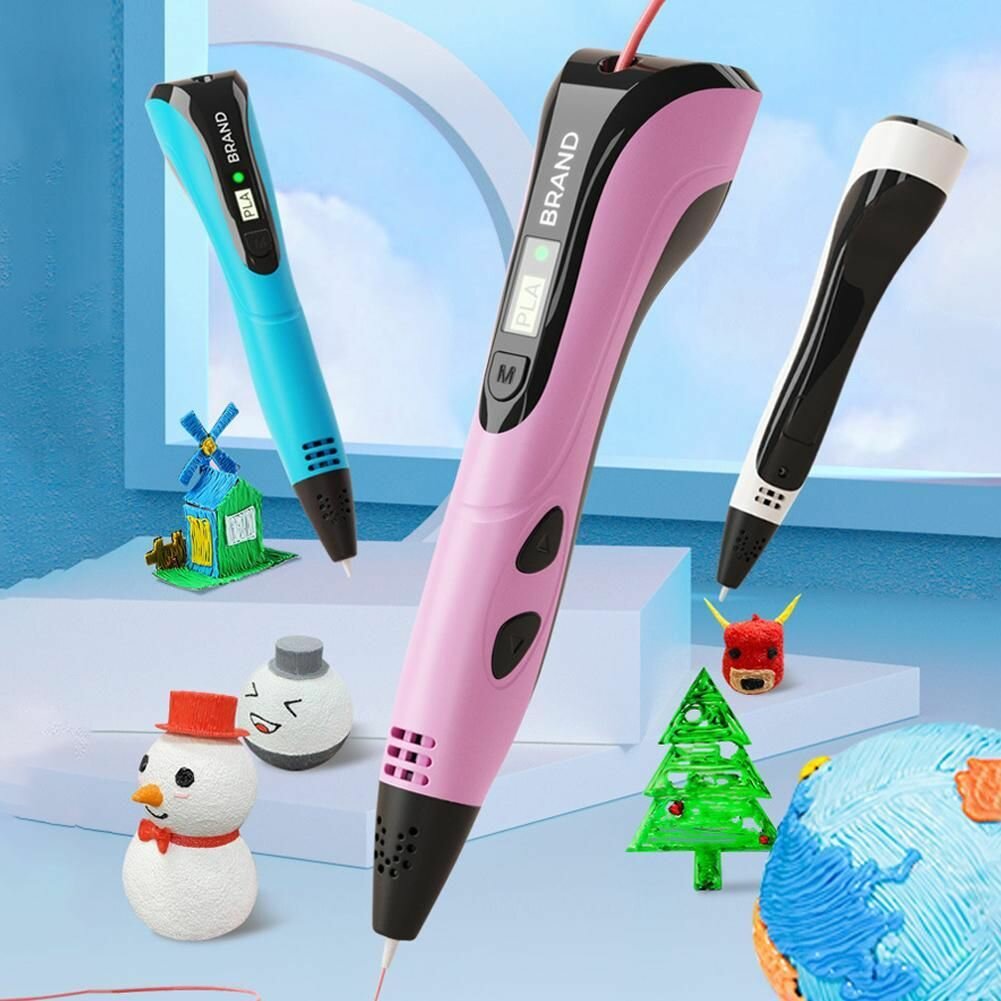 3D ручка 3D BABY PEN-3 мир фантазий в твоих руках с трафаретами + коврик + стержни + шомпол, синяя. 3Д Ручка для детей, школы, дома, творчества