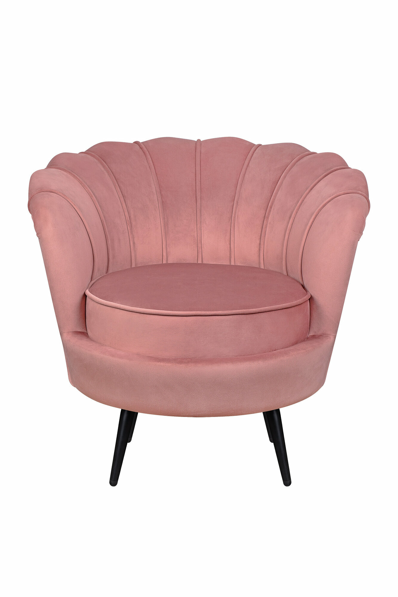 Кресло ракушка Mak-interior "Pearl Pink v3" интерьерное кресло для отдыха дома, розовое с черными ножками
