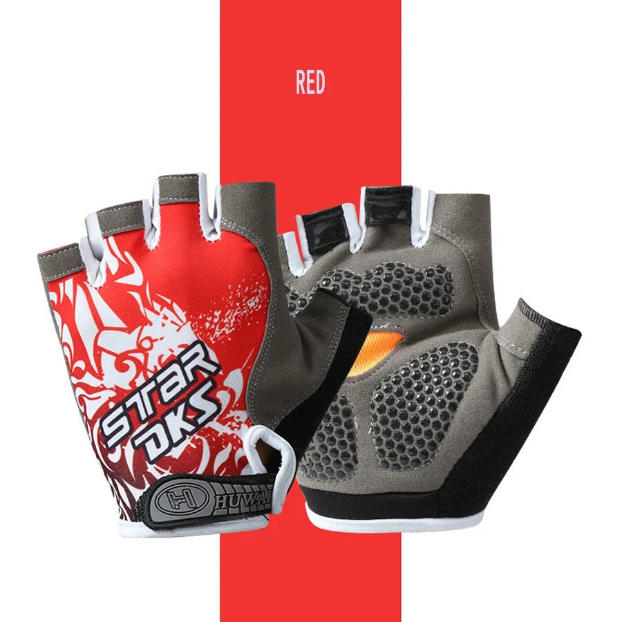 Велосипедные перчатки для женщин и мужчин с противоскользящей поглощающей Серый, L, Красный