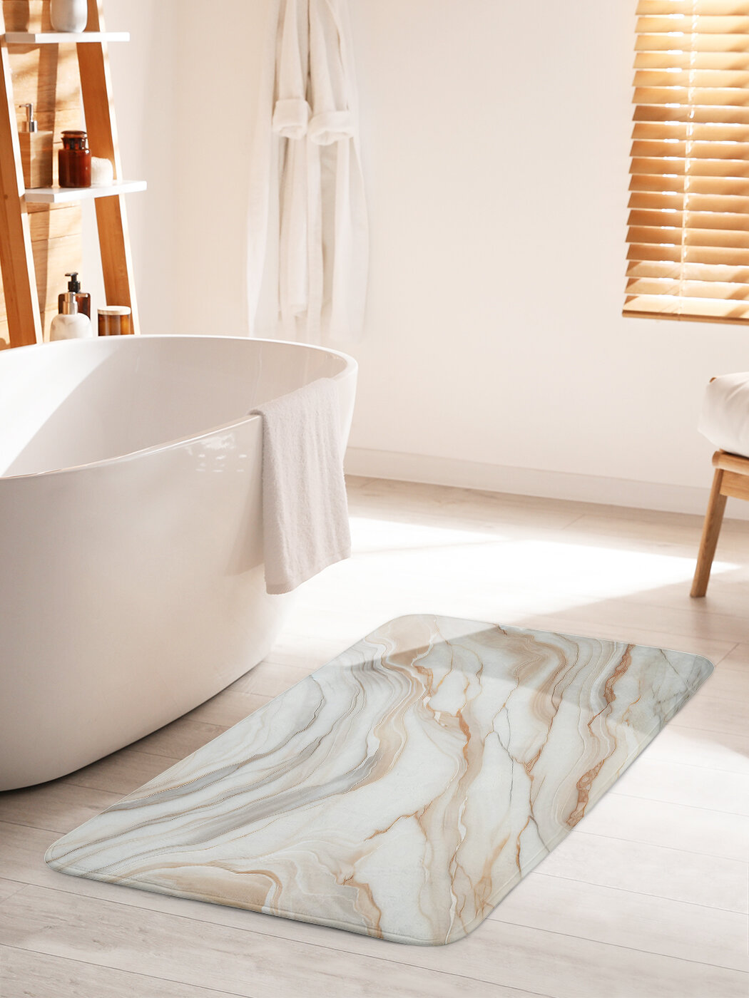 Коврик для ванной комнаты и туалета противоскользящий "Нежный мрамор" 60х100 см, JoyArty