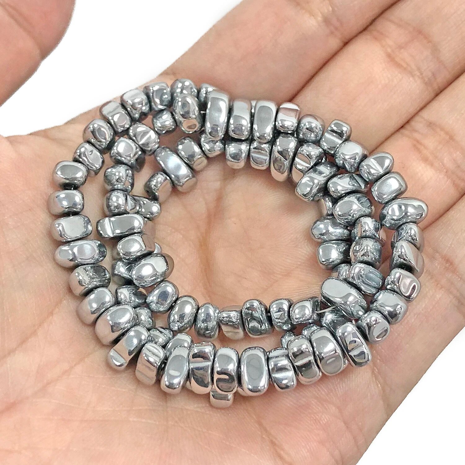 Бусины из гематита серебряного цвета, Rhodium