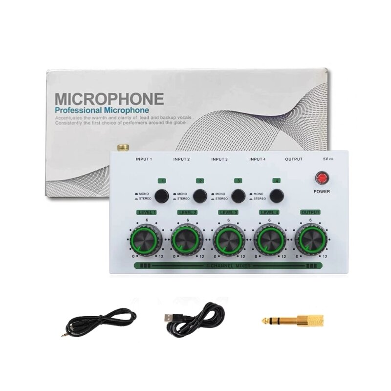4-Канальный Звуковой Микшер С Одновременным Подключением С Малошумящей Записью И Стереовыходом Для Домашней студии И Подкастинга