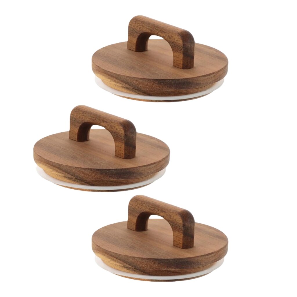 3шт Деревянных Крышек с Ручкой Для Хранения Банок-Крышек Для Организации Питания На Кухне