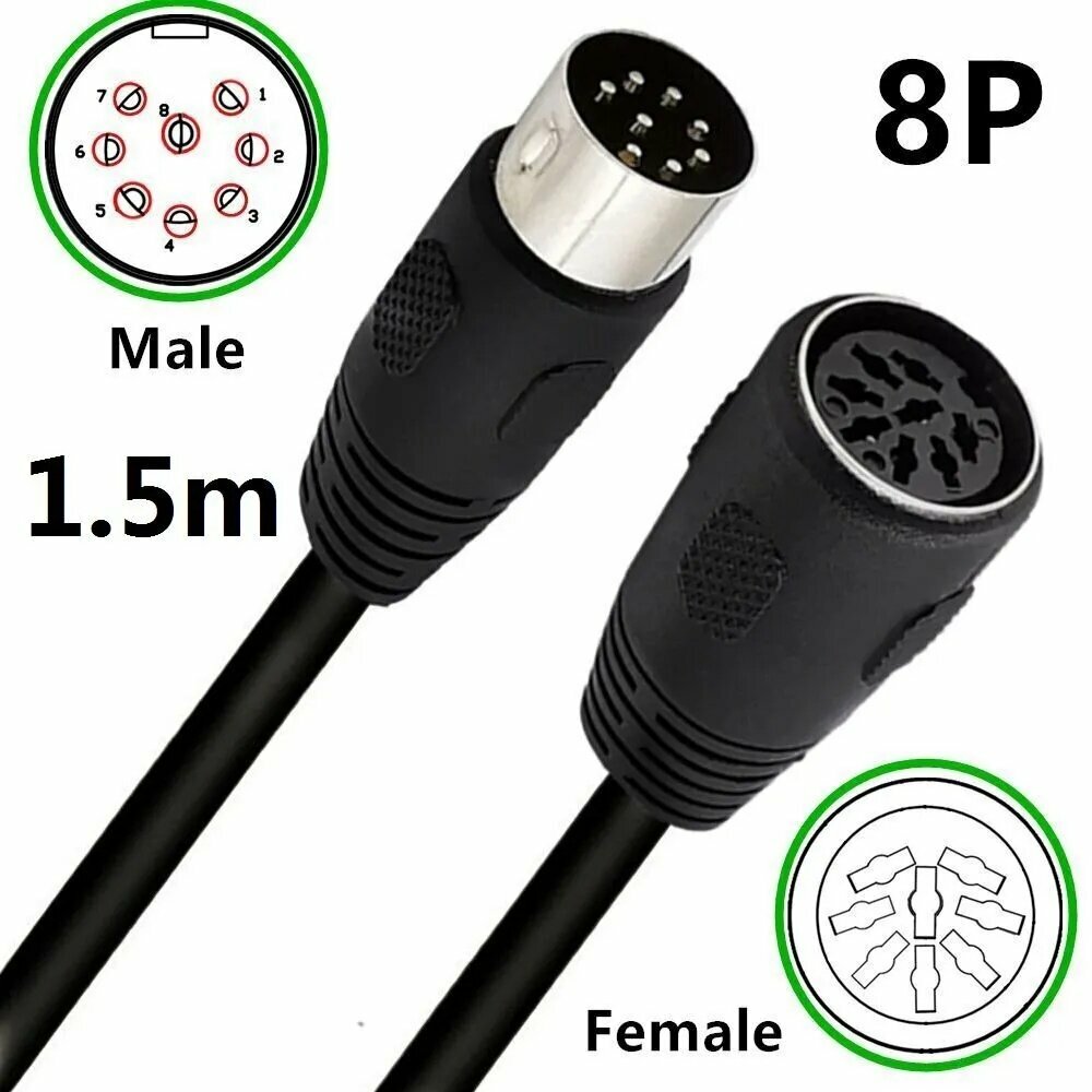 PENGQIAO Аудиокабель DIN/DIN, 1.5 м, черный матовый
