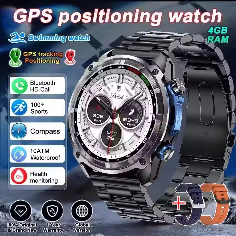 Новые смарт-часы с GPS и встроенной офлайн-картой, водонепроницаемые до 100 м Black Steel 2A