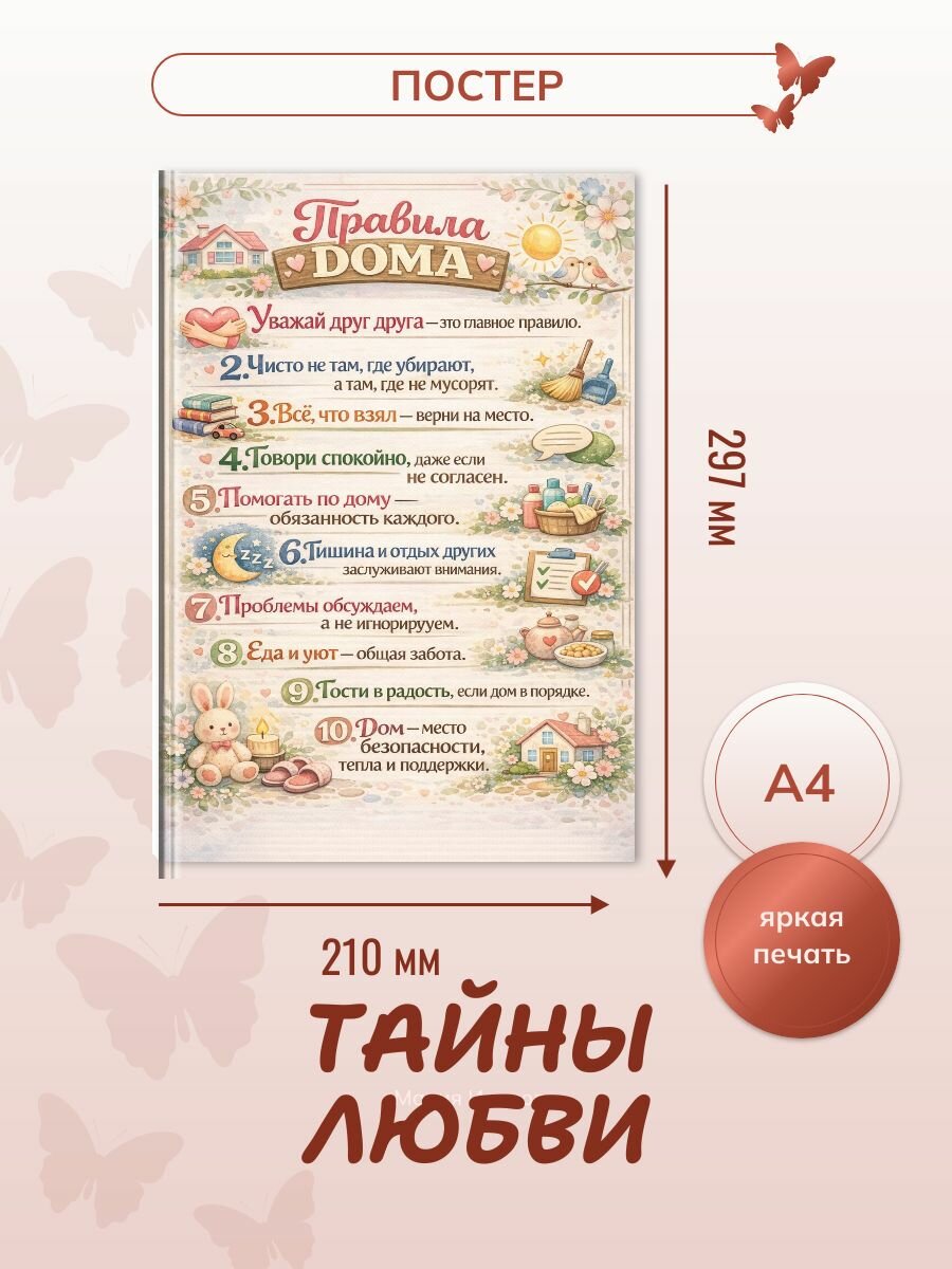 Постер А4 "Правила дома"