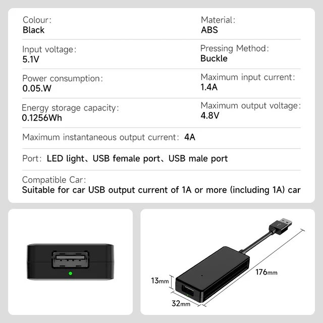 Автомобильный кабель питания CarlinKit решает проблему нехватки питания для автомобильных магнитол Android 13 CarPlay AI; адаптер питания.