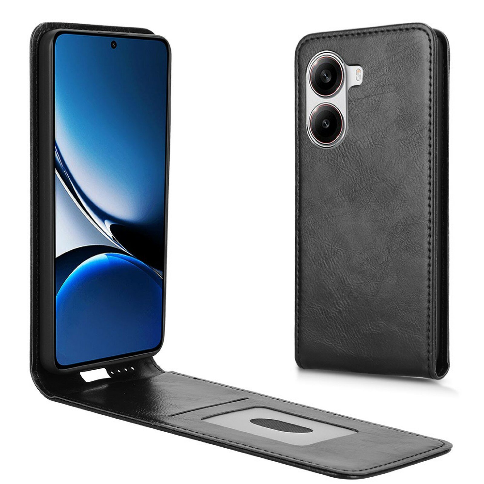 Чехол-флип MyPads Prestige Verticale для Poco X7 Pro вертикальный откидной вниз черный эко-кожа
