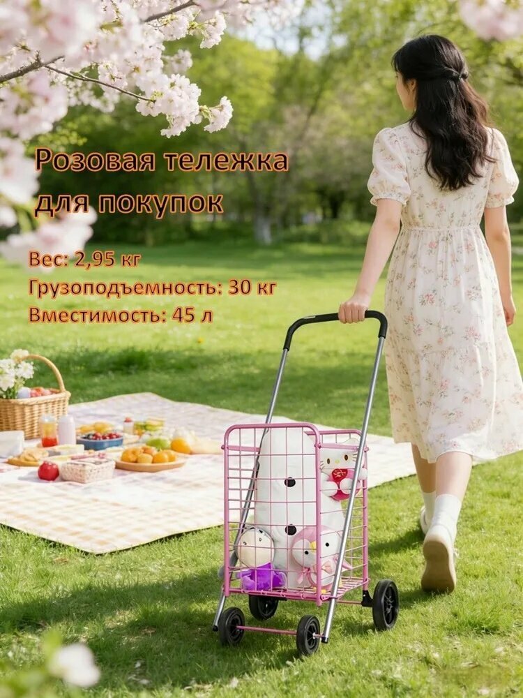 Складная тележка для ручной перевозки продуктов, покупок, с уличных лотков и супермаркетов, облегчающая труд пожилых людей.