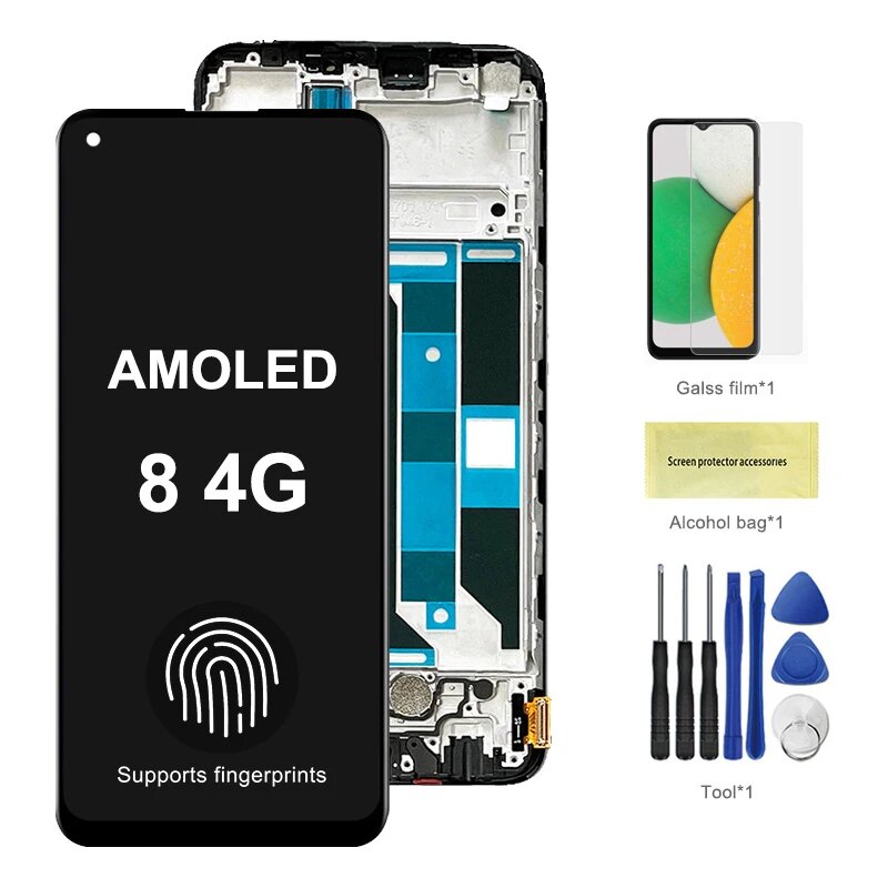 Дисплейный модуль AMOLED для OPPO Realme 8 4G RMX3085 Realme 8 Pro RMX3081 с тачскрином в сборе, замена