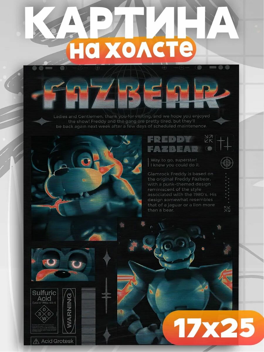 Картина на стену Five nights at freddy's Фнаф, на подрамнике, 1шт, 25х17 размер.