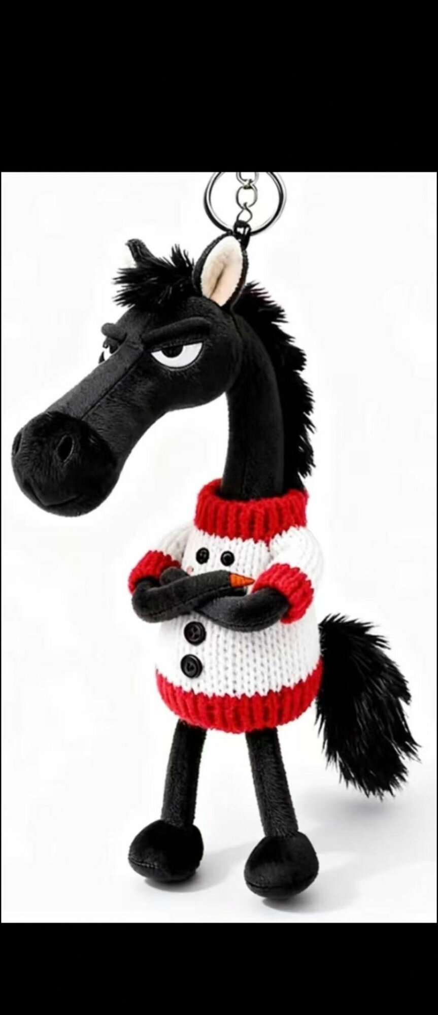 Украшение на праздник новогоднее Цвет товара 1 шт, Маленькая темная лошадка в свитере