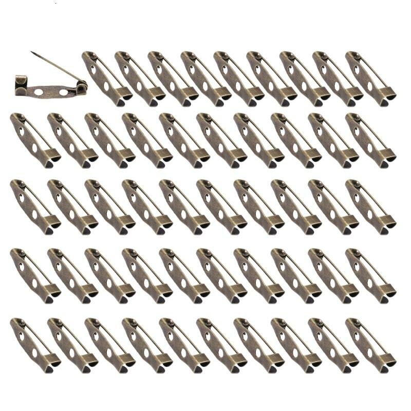 Булавки-заколки безопасные с застёжкой (50 шт.), Древняя бронза - 20mm