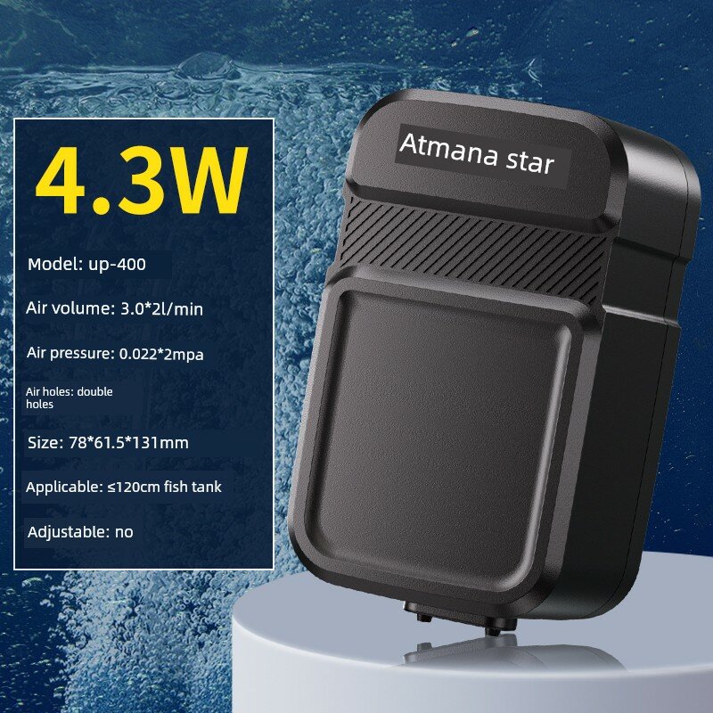 UP400 Насос аэрации с двойным выходом для средних и больших аквариумов, 4.3 Вт