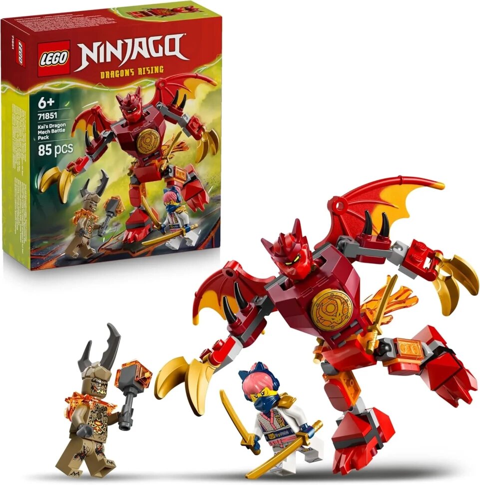 Конструктор LEGO NINJAGO 71851 Боевой набор Робот-дракон Кая 85 дет.